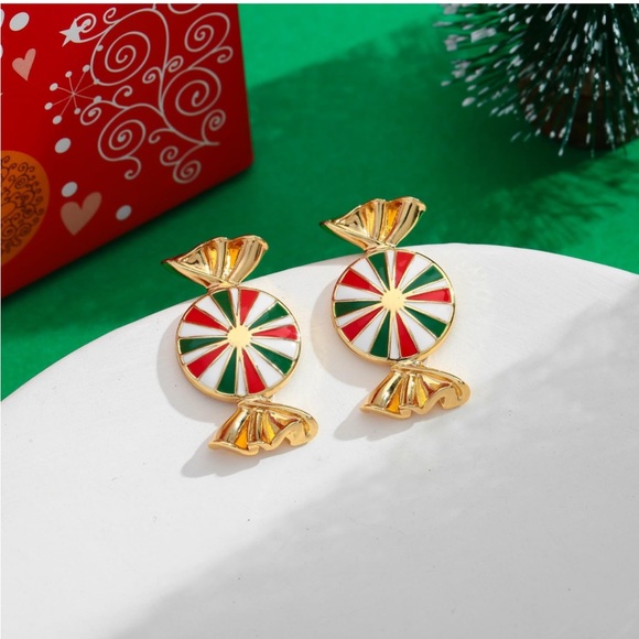 Fine Jewelry | Jewelry | 4k Peppermint Christmas Candy Cane Earrings ...